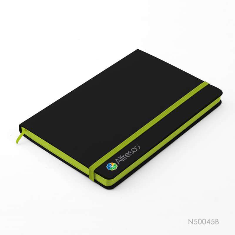 Black PU Cover Notebook with Colored Trims - PROSTAR-Promotional Gifts